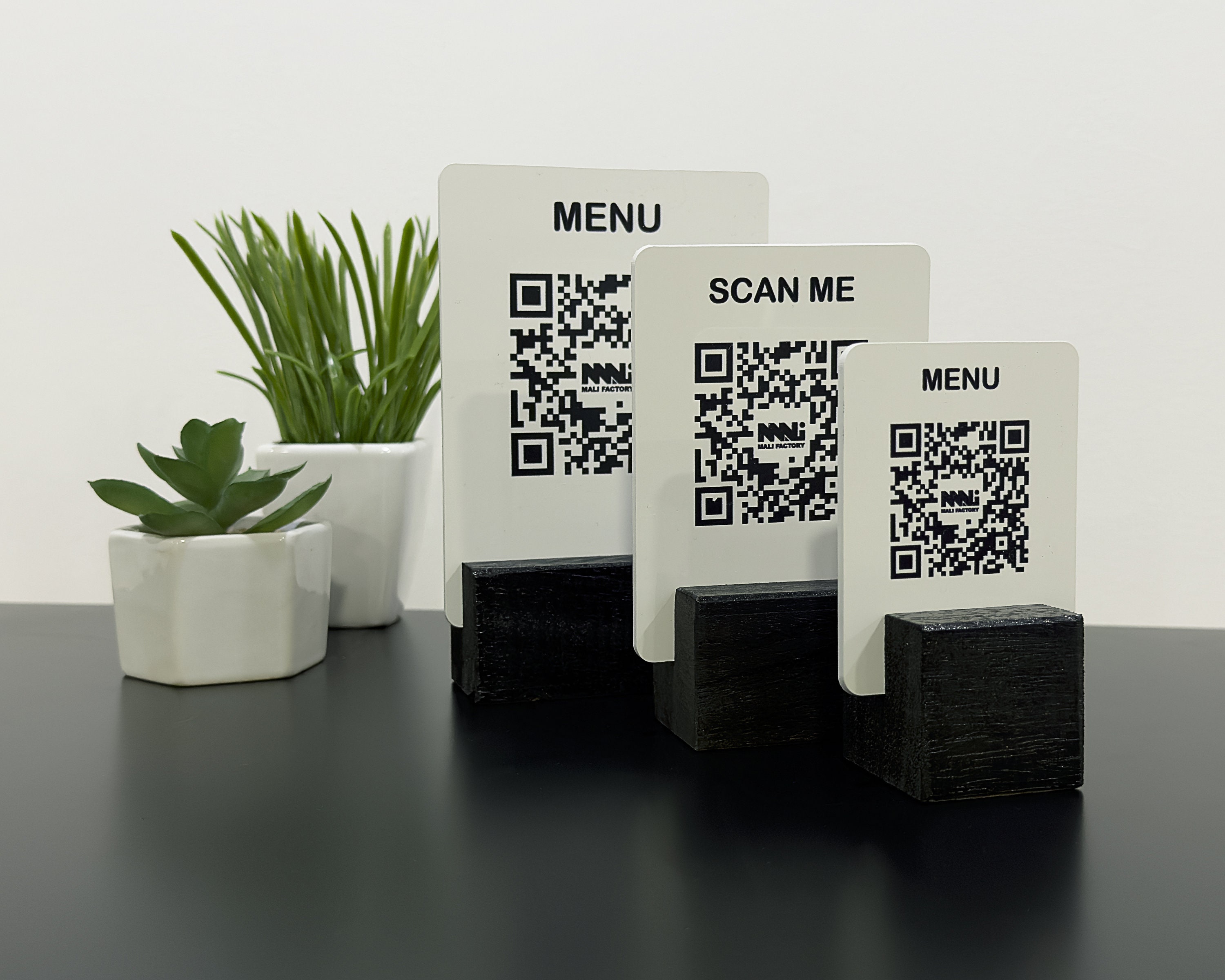 QR Code MIX Wood Black Plexiglass With Print Scan Menu - Etsy UK