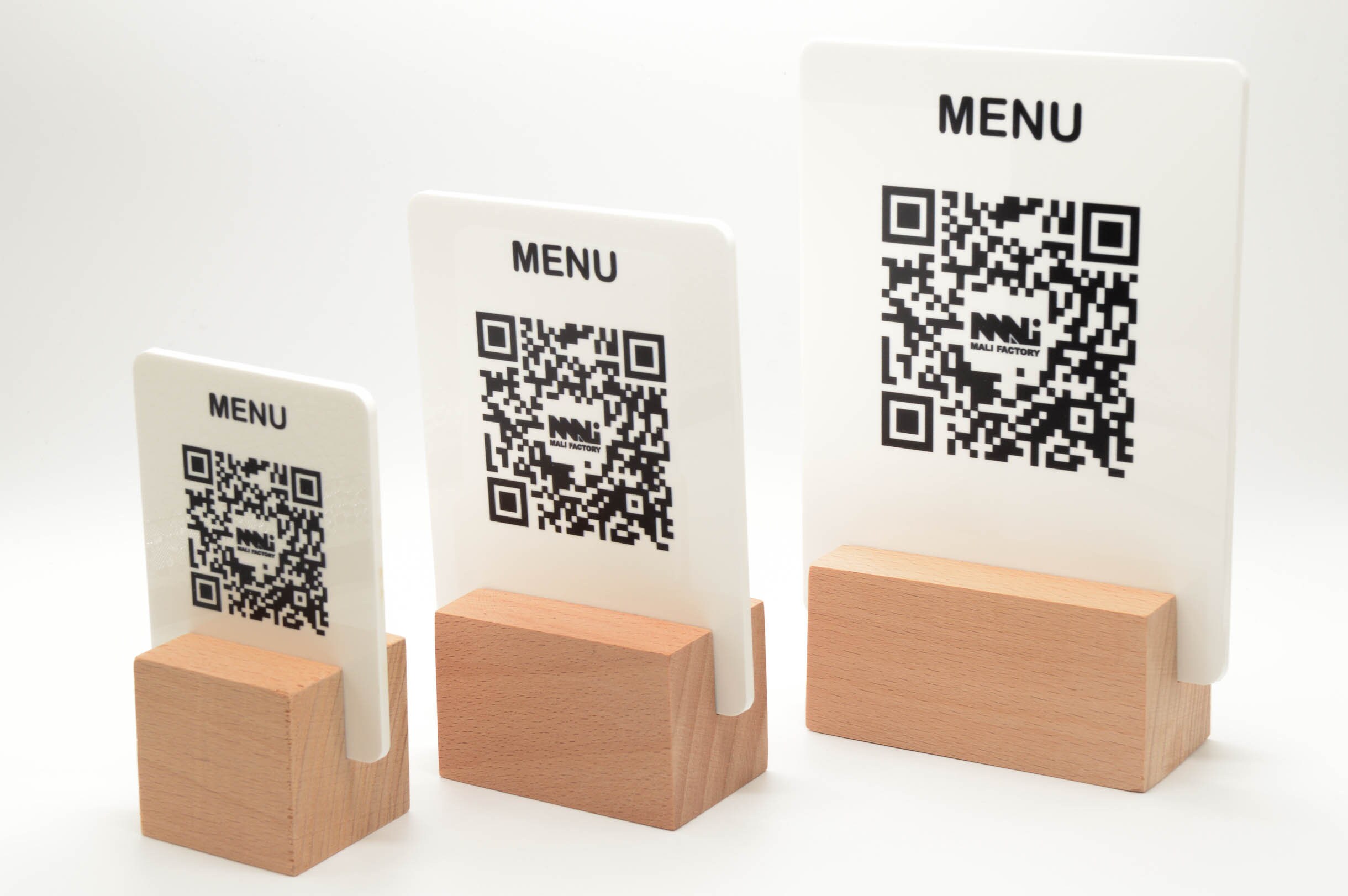 QR Code MIX Wood Plexiglass With Print Scannable Menus Restaurants Bars ...