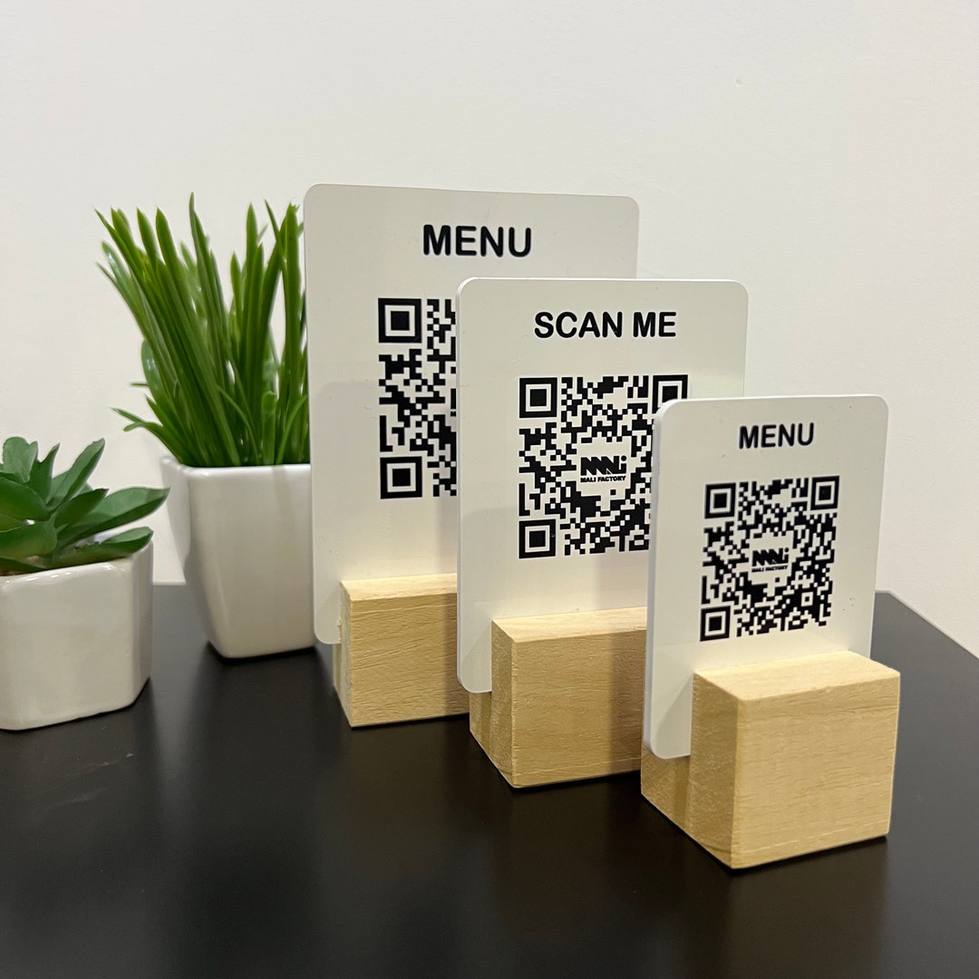 QR Code MIX Wood Plexiglass With Print Scanable Menu - Etsy