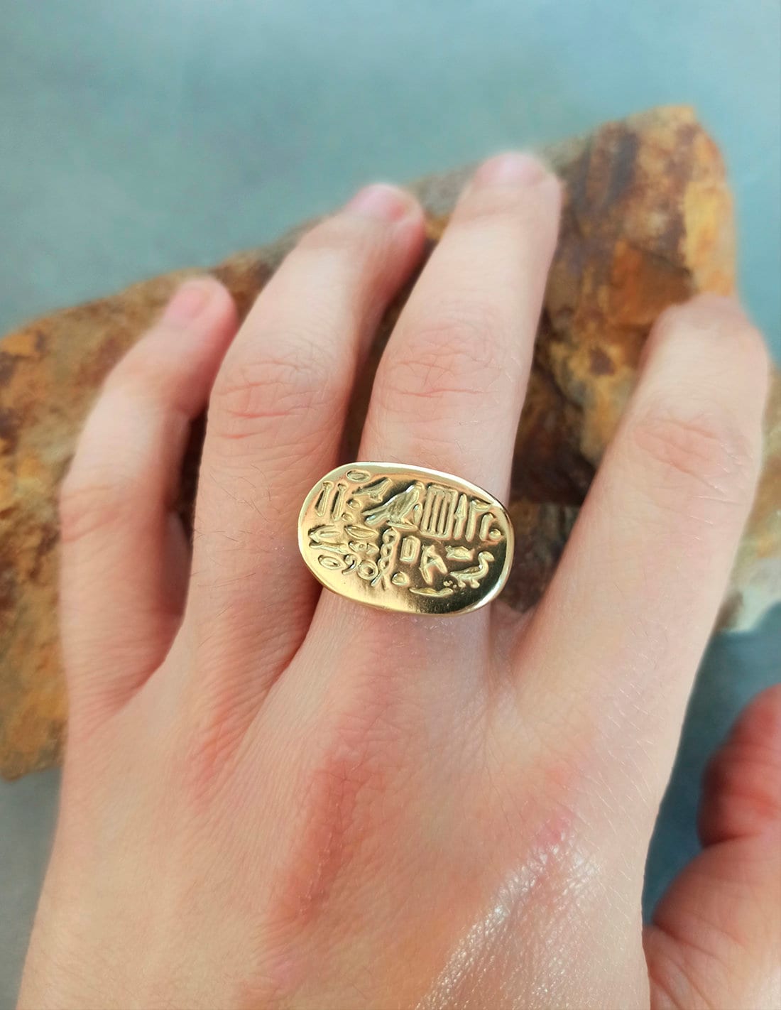Hieroglyph Ring Egyptian Ring Ancient Egypt Ancient - Etsy