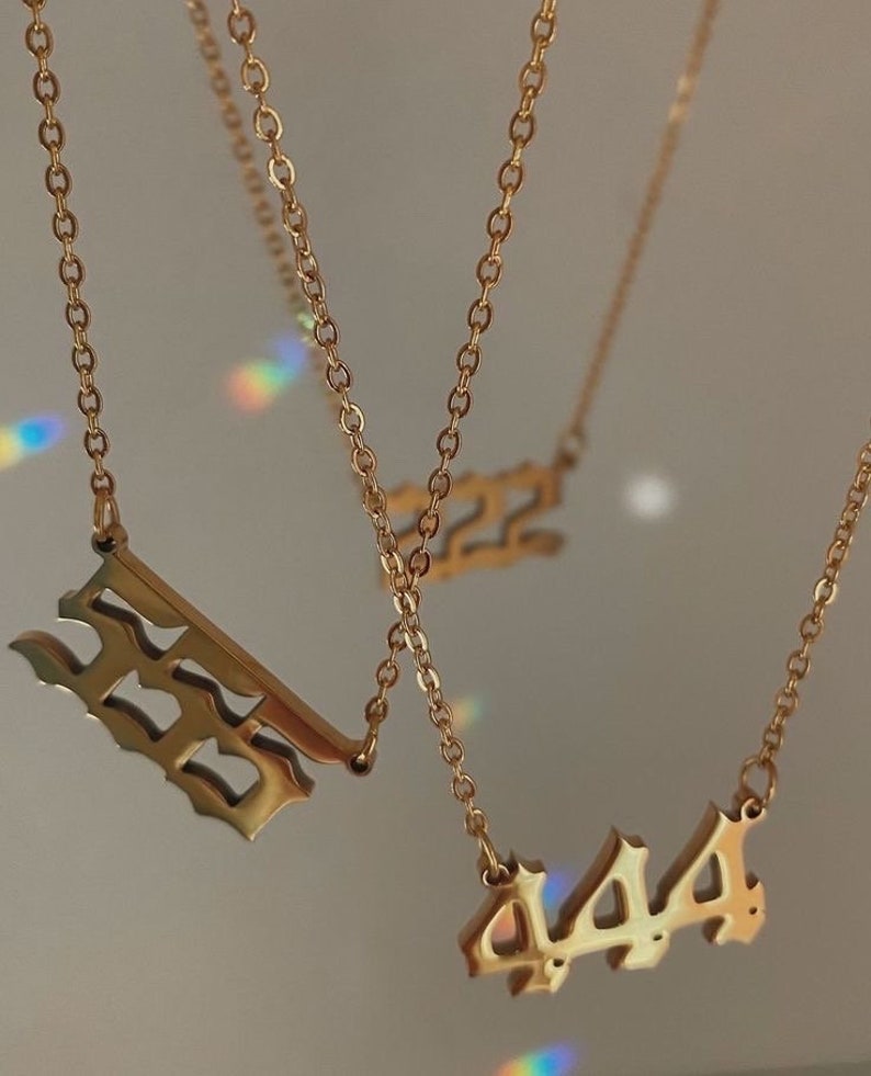 222 Angel Number Necklace Spiritual Necklace Gold Plated Hippie ...
