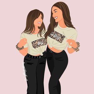 Custom Portrait Friends, Custom Portrait, Friends Gift, Friends ...