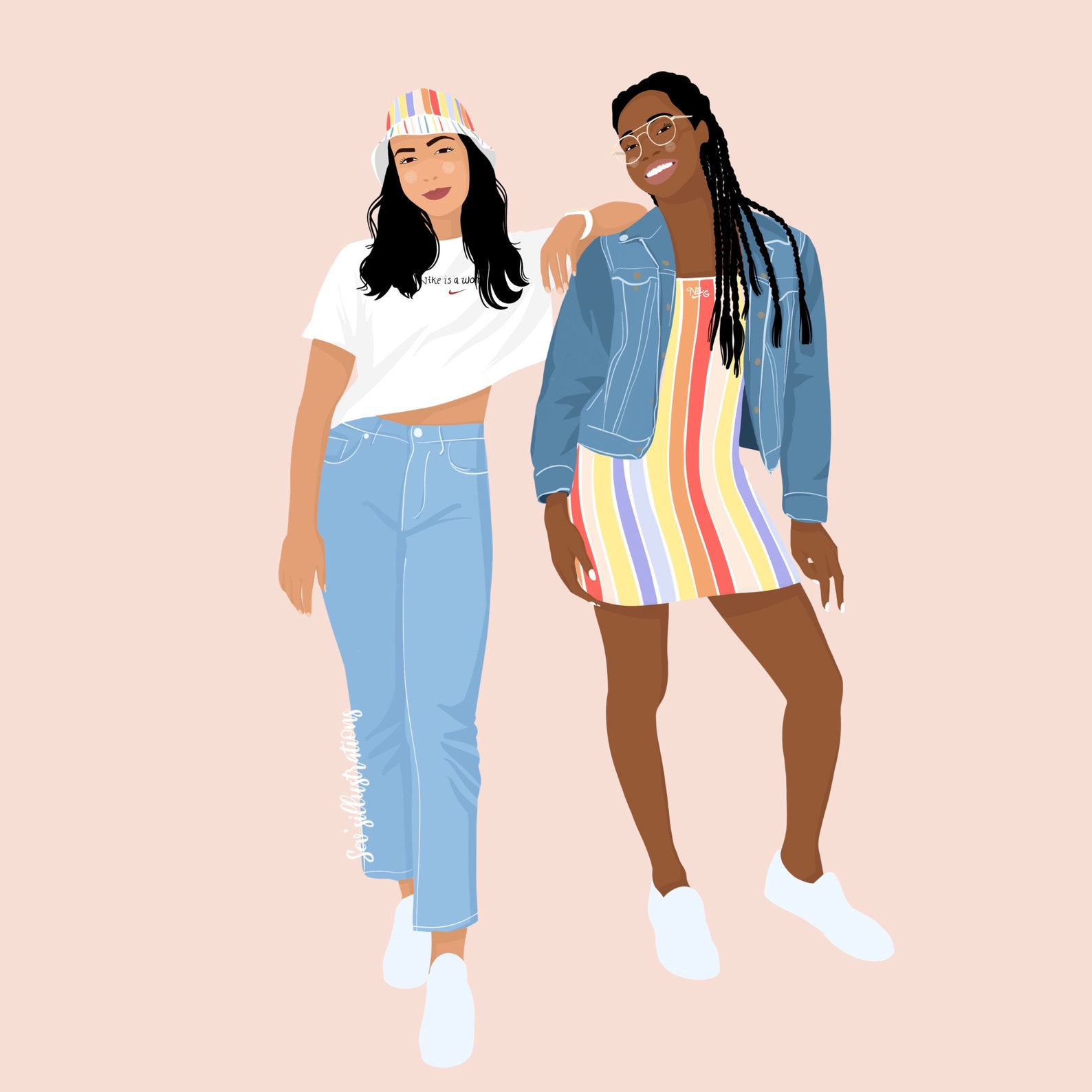 Custom Portrait Friends Custom Portrait Friends Gift | Etsy