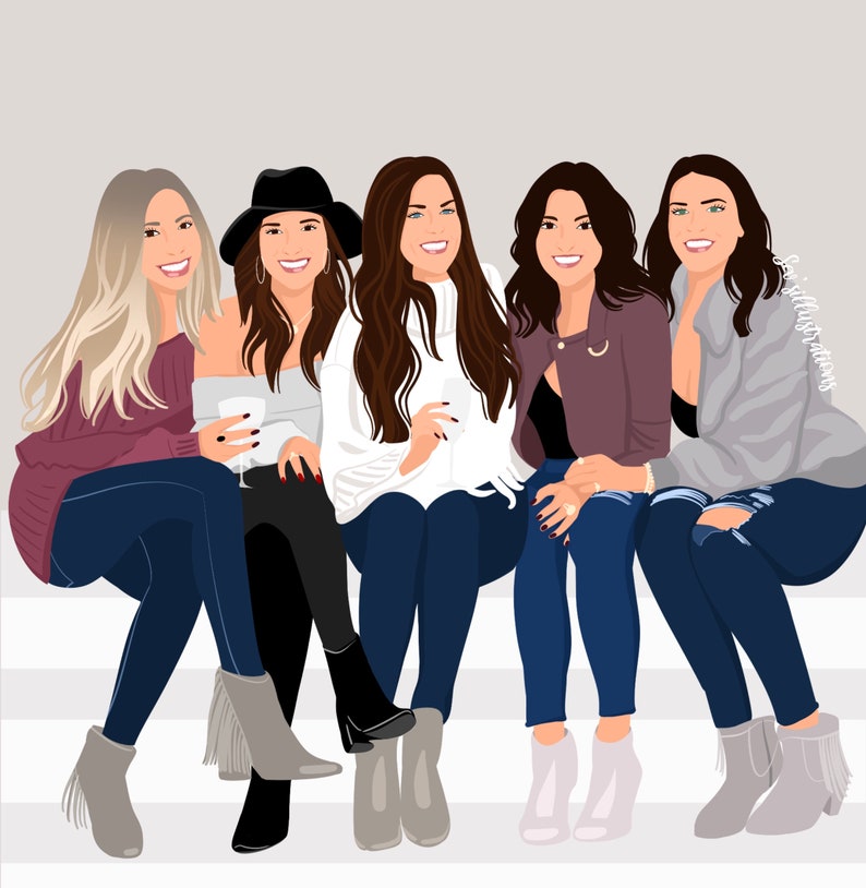 Custom Portrait Friends Custom Portrait Friends Gift - Etsy