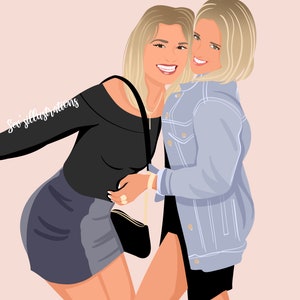 Custom Portrait Friends, Custom Portrait, Friends Gift, Friends ...