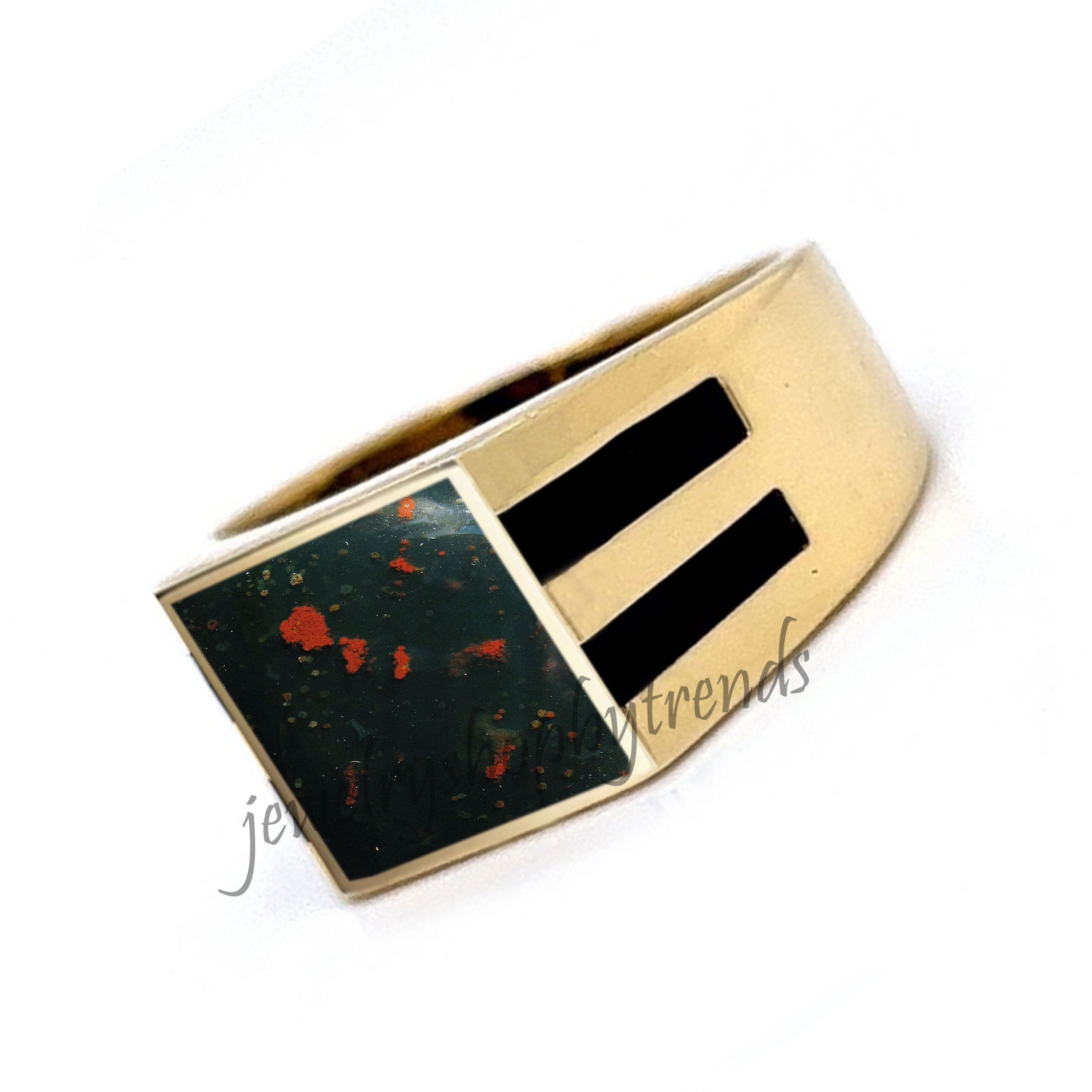 Men's Bloodstone Ring Men's Signet Ring With Natural - Etsy