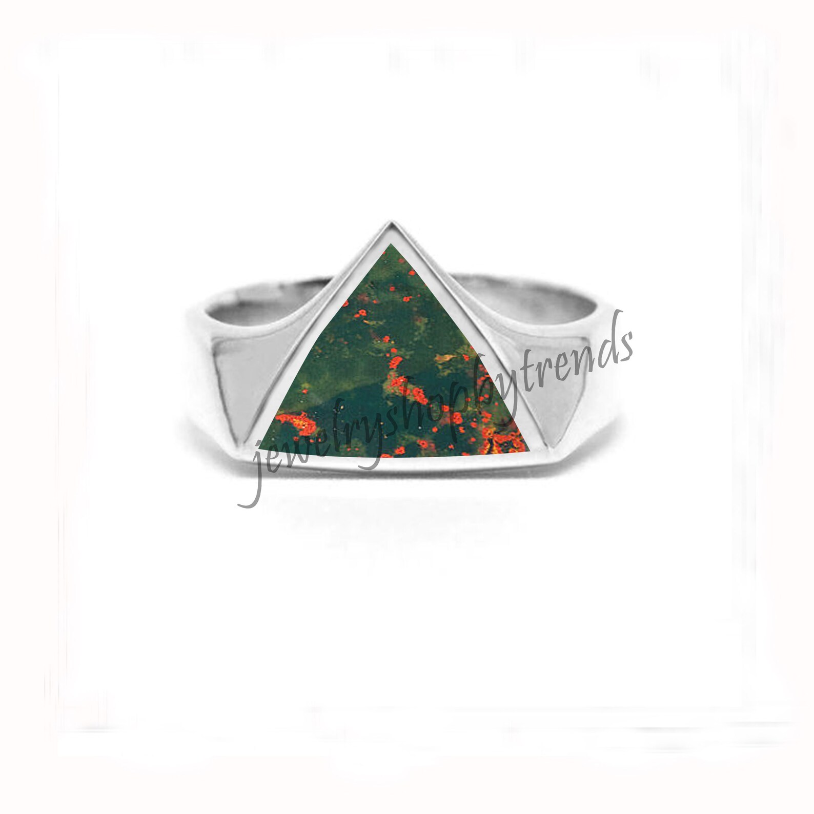 Mens Bloodstone Ring, Unisex Signet Ring With Natural Bloodstone in 925 ...