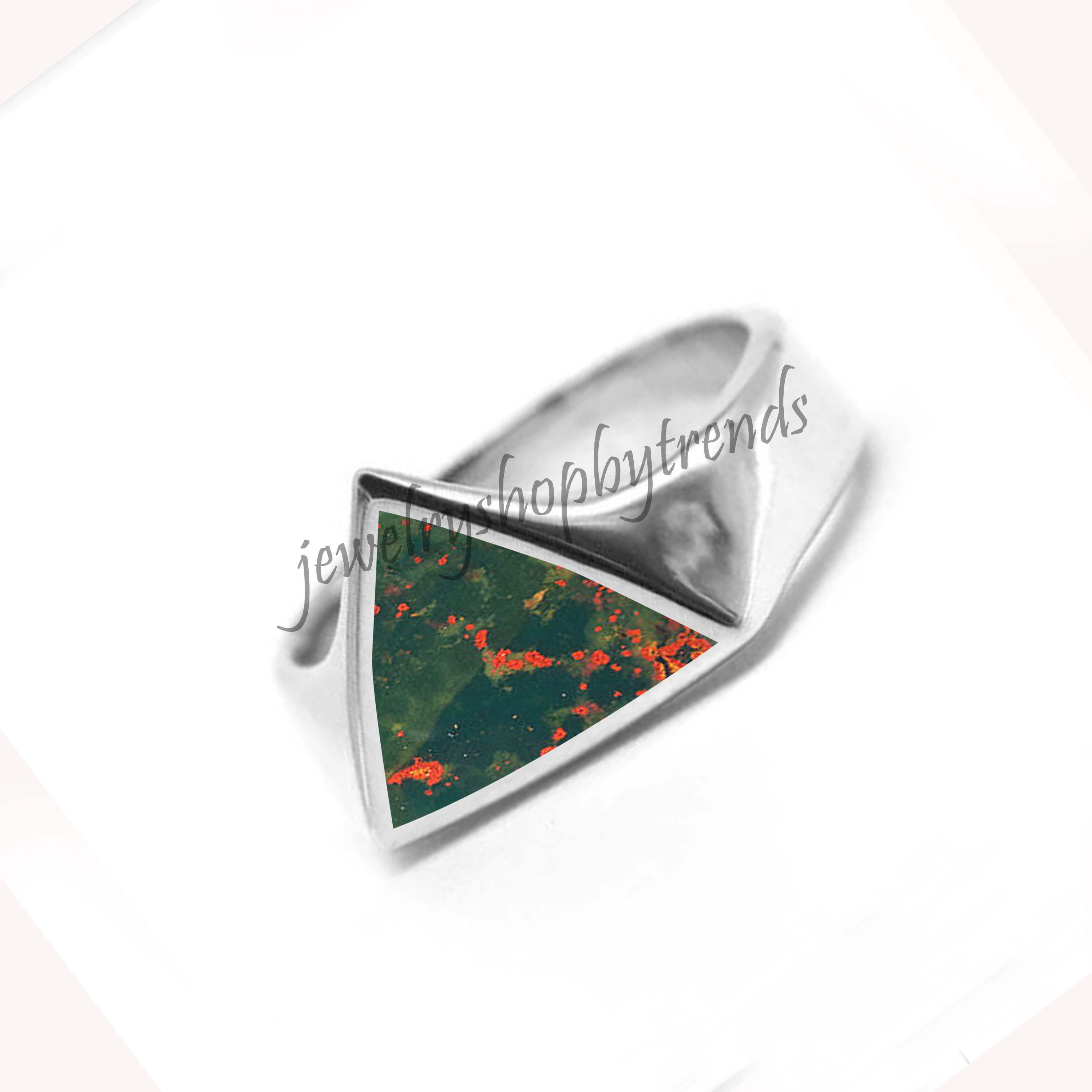 Mens Bloodstone Ring, Unisex Signet Ring With Natural Bloodstone in 925 ...
