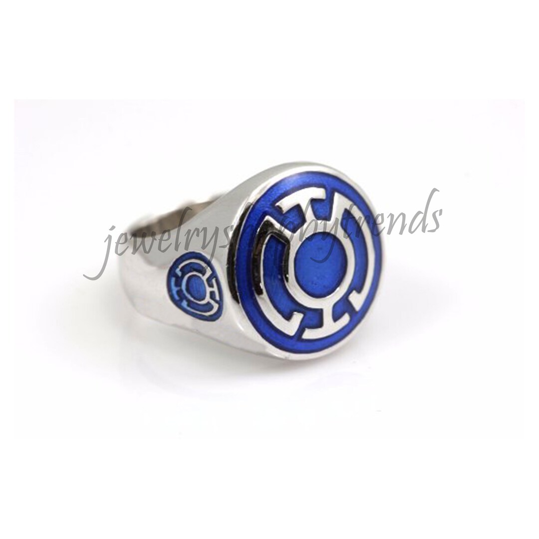 Blue Willpower Ring, Blue Lantern Ring Men, 925 Silver Lantern Ring, Blue Mens Signet Ring ...