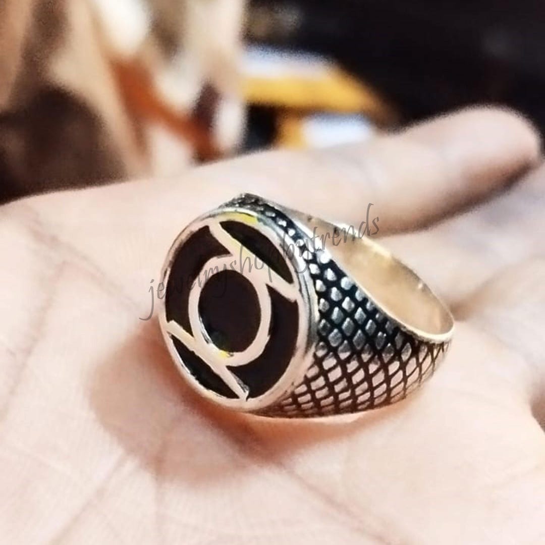 Black Lantern Ring, Men's Lantern Ring, 925 Sterling Silver Black ...