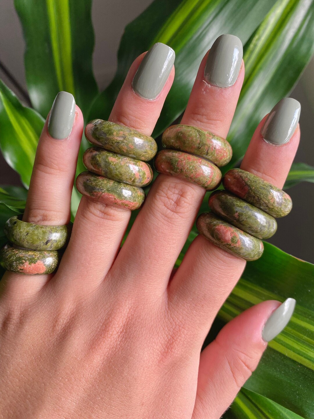 Unakite Rings - Etsy