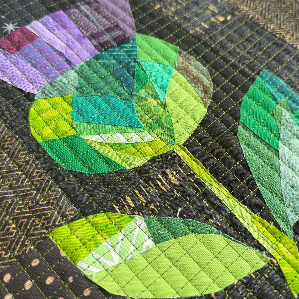 Modern Thistle Collage Quilt Pattern PDF 12 Inch Mini Wall Quilt Video ...