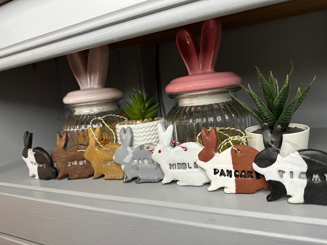 Personalised Hanging Bunny Rabbit Home Decor Clay Gift - Etsy