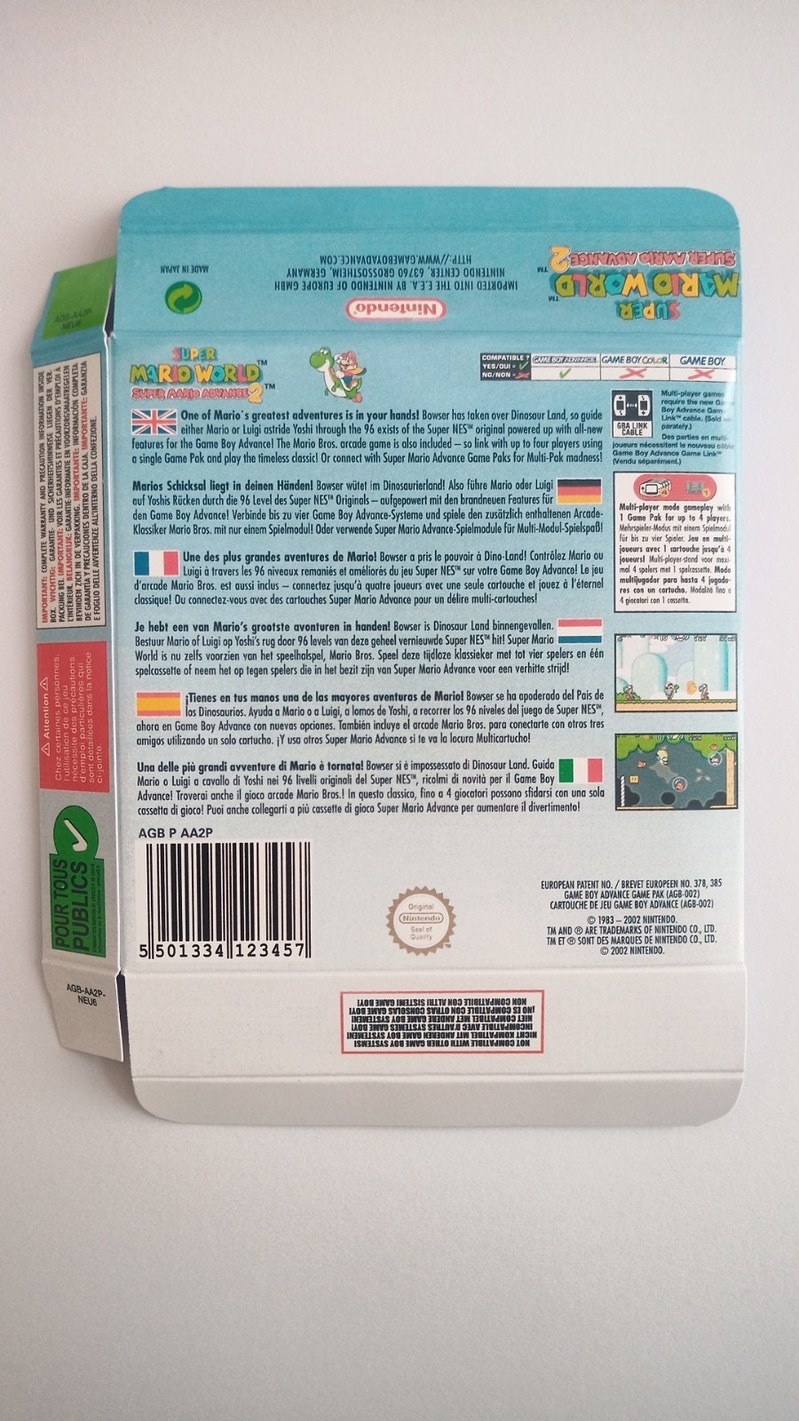 Game Boy Advance Super Mario World Super Mario Advance 2 Box - Etsy