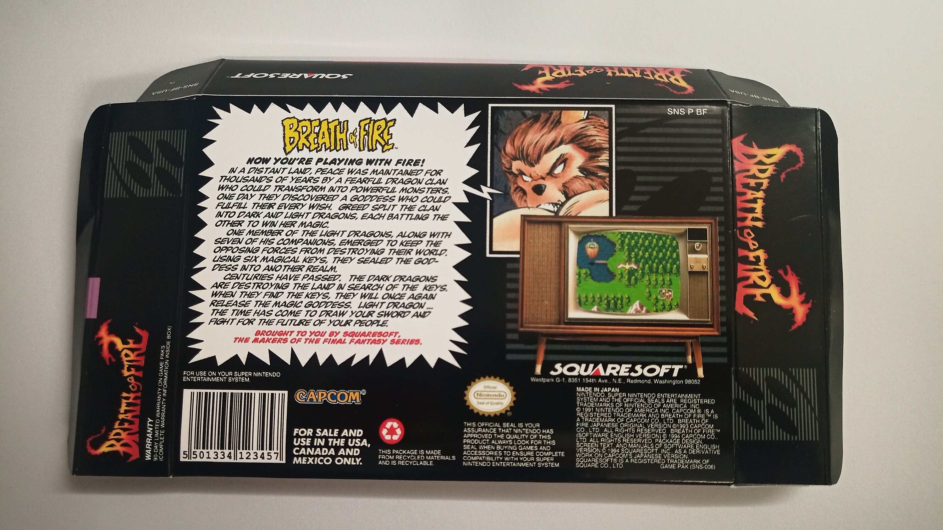 Super Nintendo Breath of Fire USA Box | Etsy