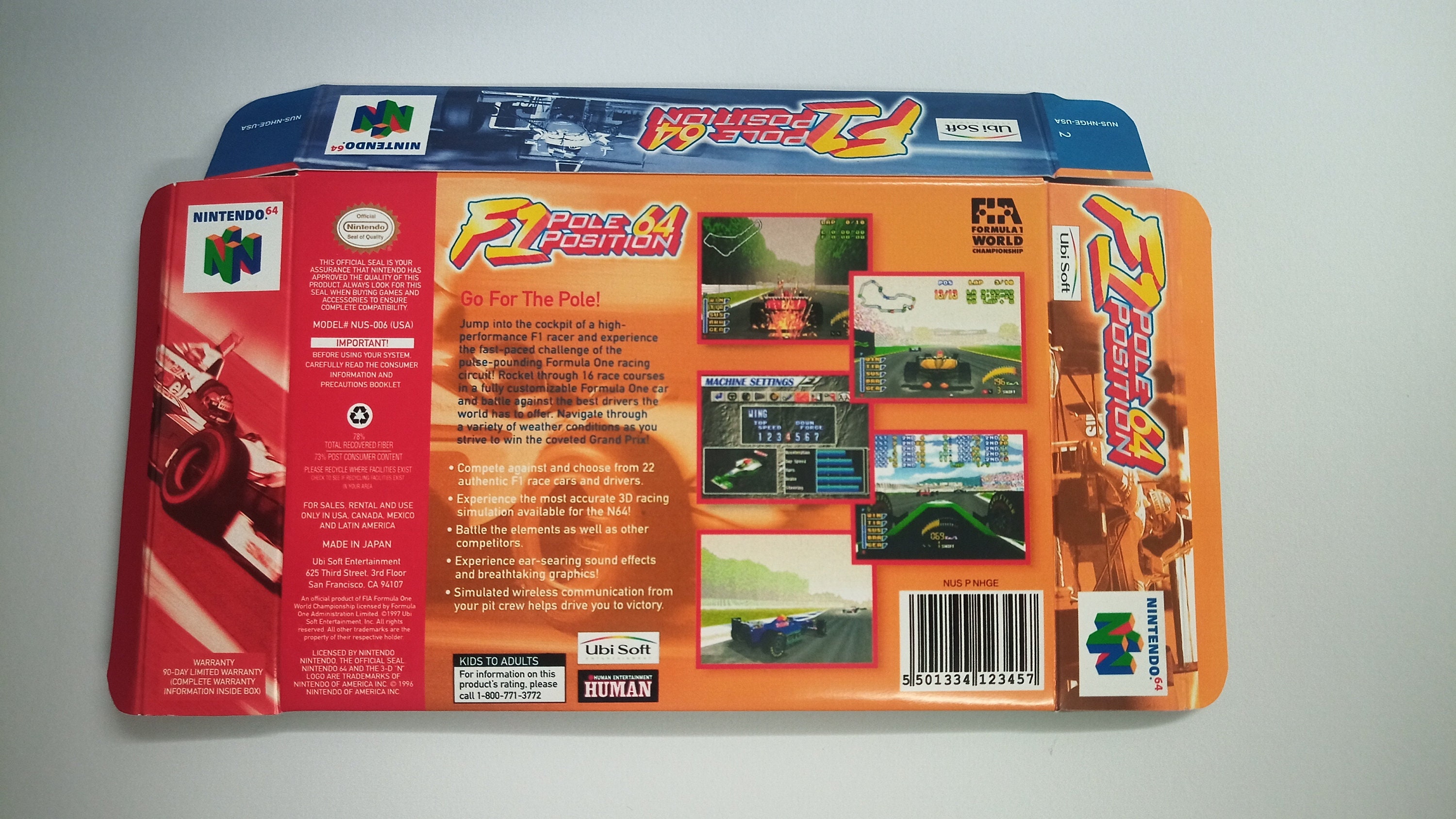 Nintendo 64 F1 Pole Position 64 USA Box - Etsy