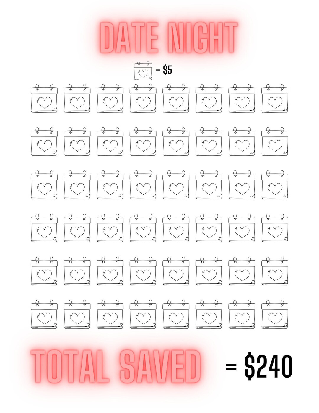 Date Night Savings Tracker - Etsy