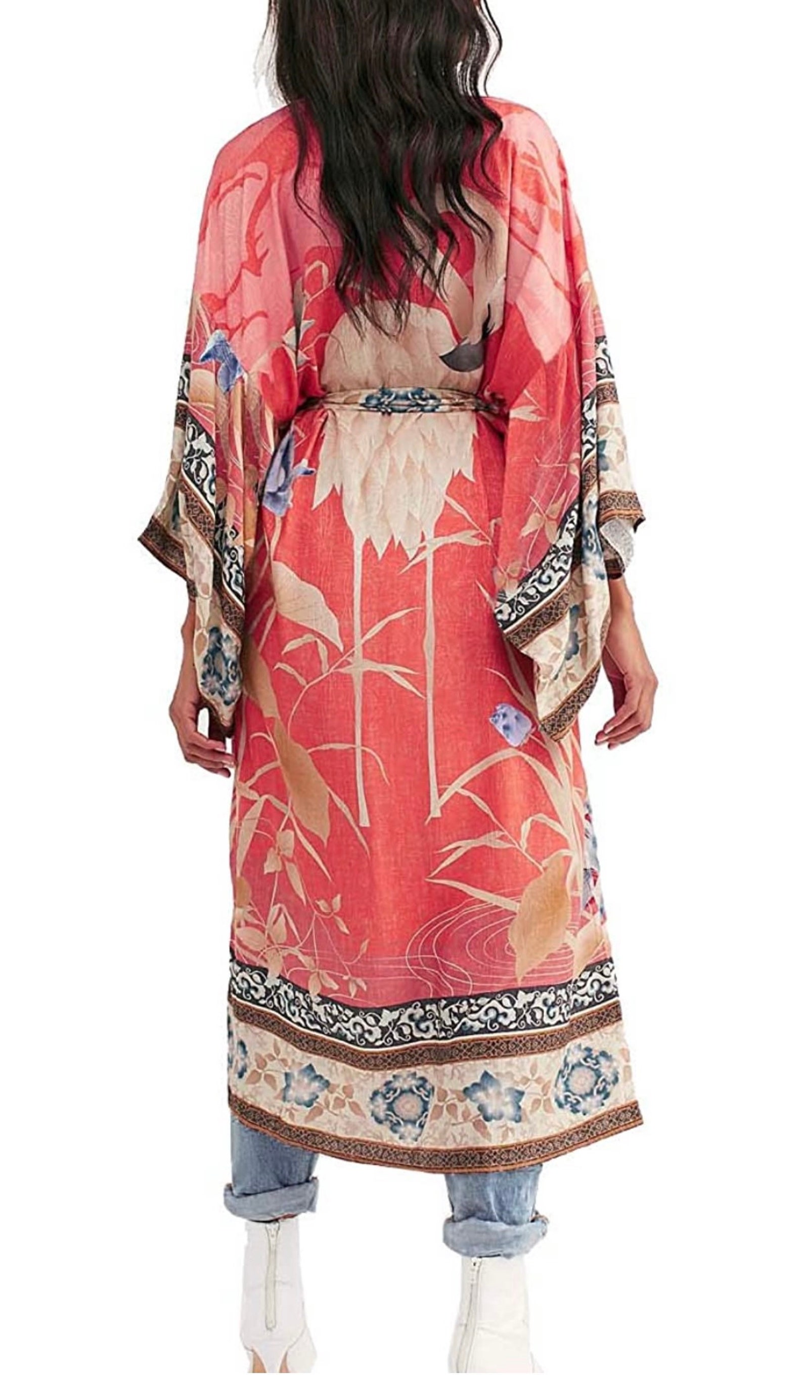 Boho KimonoSummer Kimono Dress Bohemian Robe Women Long | Etsy