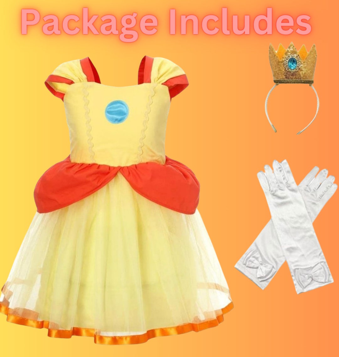 Princess Daisy Costume, Girls Princess Daisy Costume, Princess Daisy ...