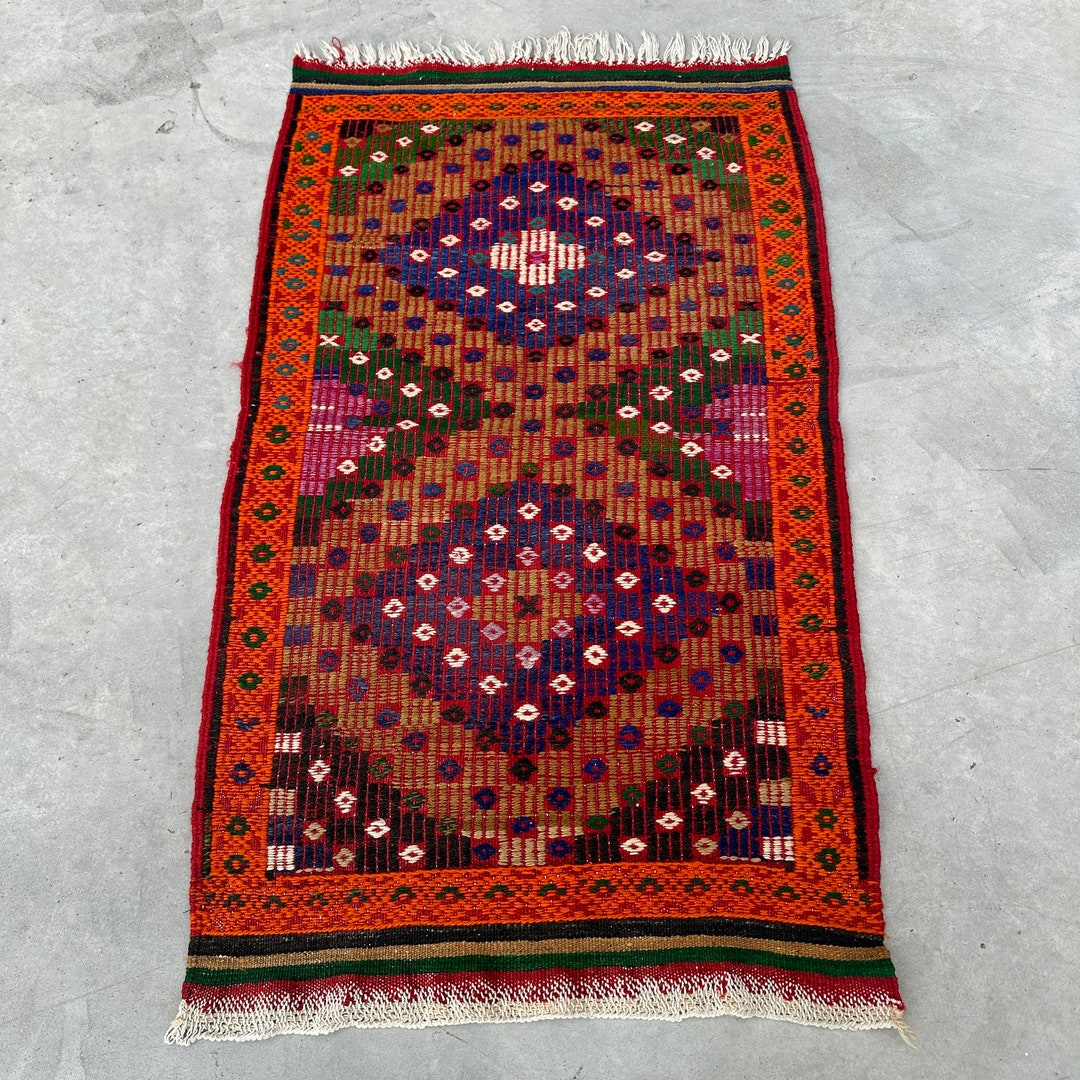 Small Kilim, Turkish Kilim, Embroidered Anatolian Kilim, Vintage Kilim ...