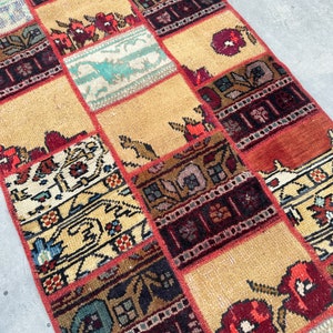 Patchwork Rug, 3x7 Ft Accent Rug, Vintage Rug, Turkish Rug, Oushak Rugs ...