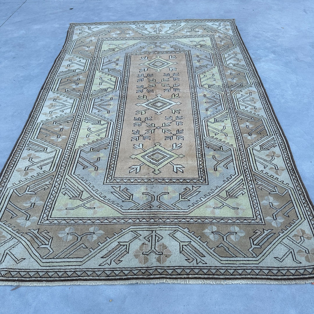 Vintage Rug, Turkish Rug, 5x8 Area Rugs, Anatolian Aztec Rug, Rugs for ...
