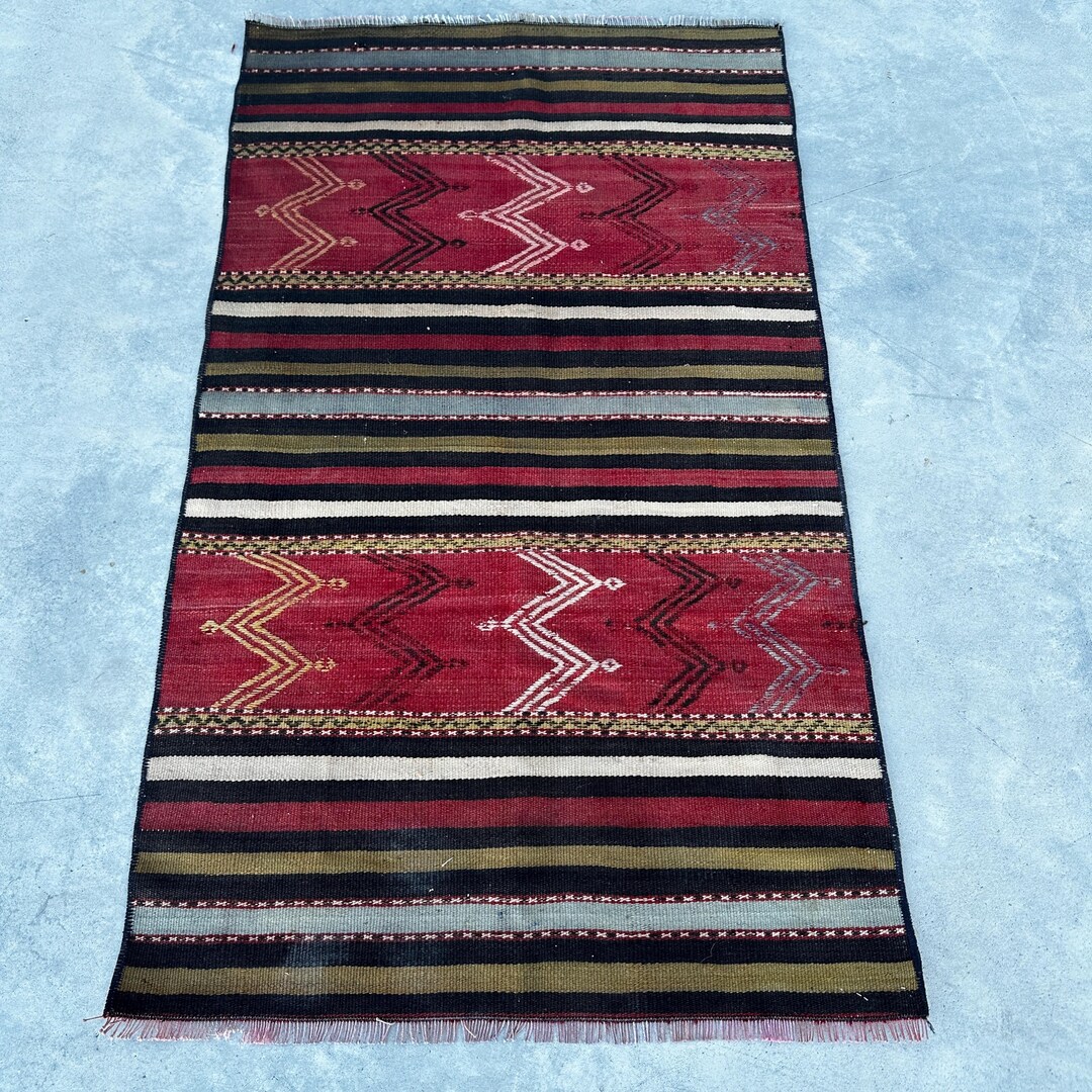 Small Turkish Kilim, Vintage Kilim, Patterned Anatolian Kilim, Rugs for ...