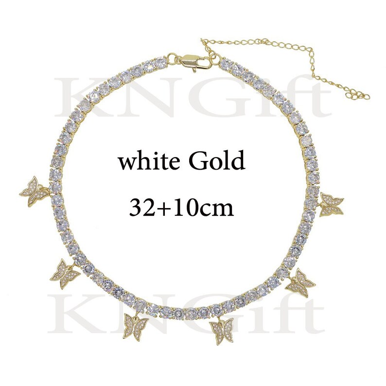 Tennis Chain Butterfly Necklace Rhinestone Butterfly Choker - Etsy