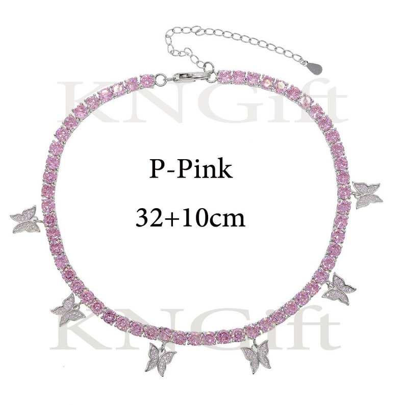 Tennis Chain Butterfly Necklace Rhinestone Butterfly Choker - Etsy