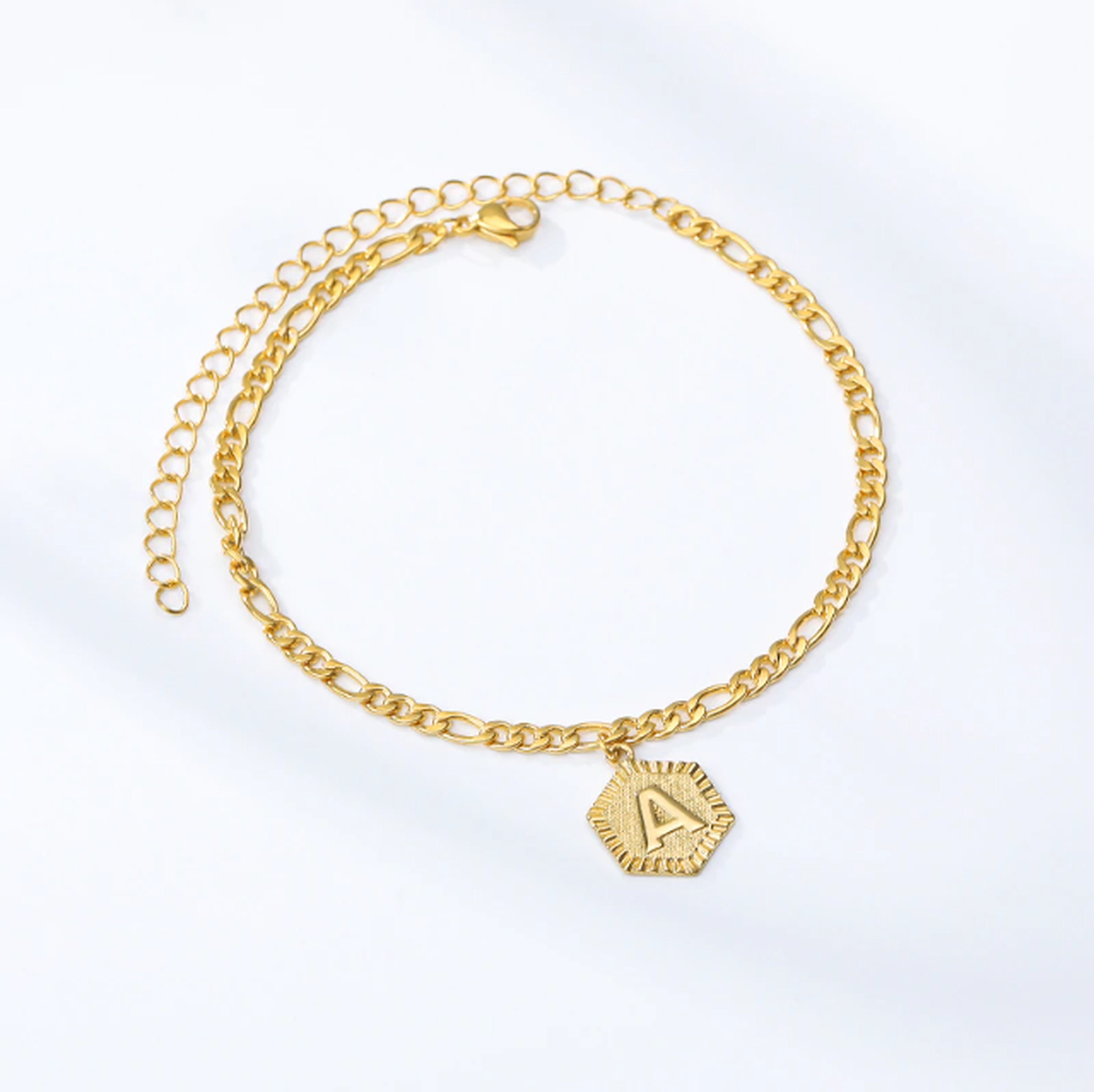 18k gold plated anklet with initial Anklet alphabet Anklet | Etsy