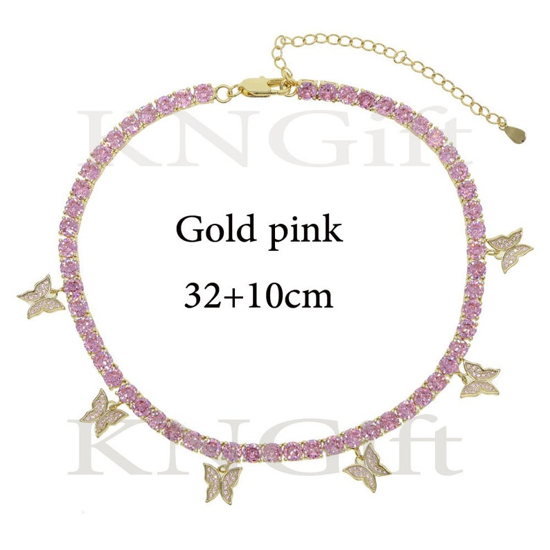 Tennis Chain Butterfly Necklace Rhinestone Butterfly Choker - Etsy