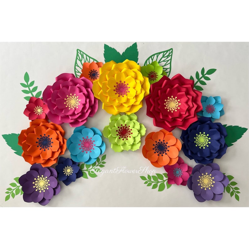 Fiesta Paper Flowers Set, Fiesta Paper Flowers Backdrop, Mexican Paper ...