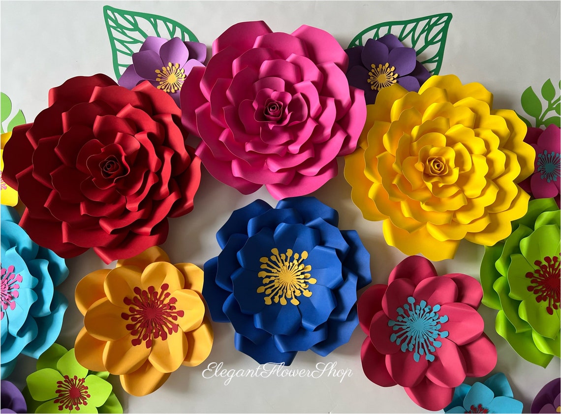 Fiesta Paper Flowers Set, Fiesta Paper Flowers Backdrop, Mexican Paper ...