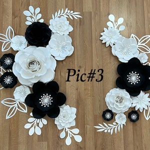 White & Black Paper Flower Backdrop, Nursery Wall Decor, Baby Shower ...