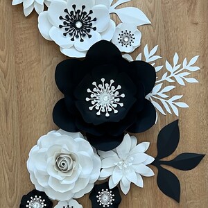 White & Black Paper Flower Backdrop, Nursery Wall Decor, Baby Shower ...