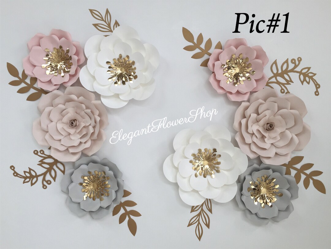 Set of 8 Paper Flowers, Nursery Paper Flower Set, Nursery Wall Art ...