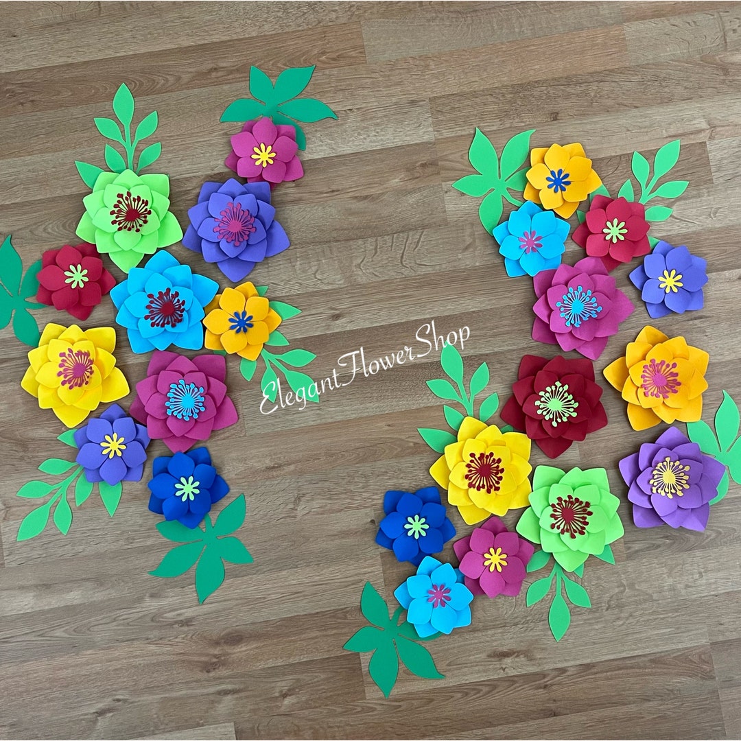 Small Fiesta Paper Flowers Set, Fiesta Paper Flowers Backdrop, Mexican ...