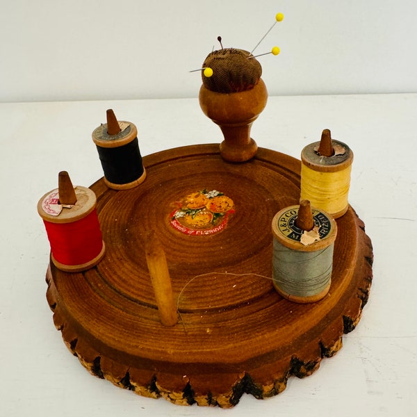 Wooden Thread Spool Holder With Pin Cushion - Etsy