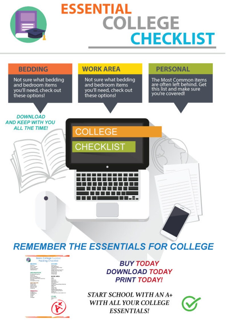 Essential College Printable Checklist - Etsy