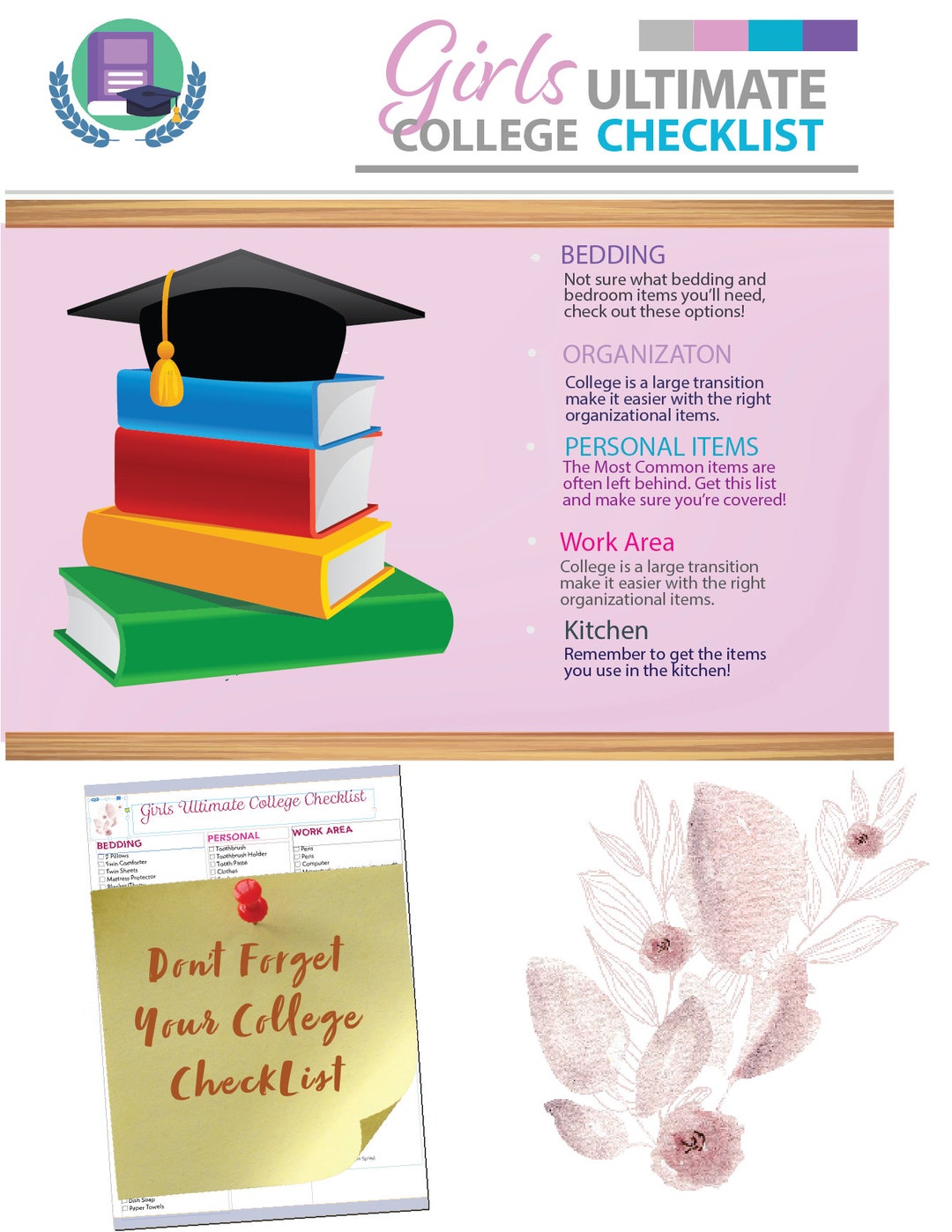 Lista de verificación imprimible de Girl Ultimate College - Etsy México