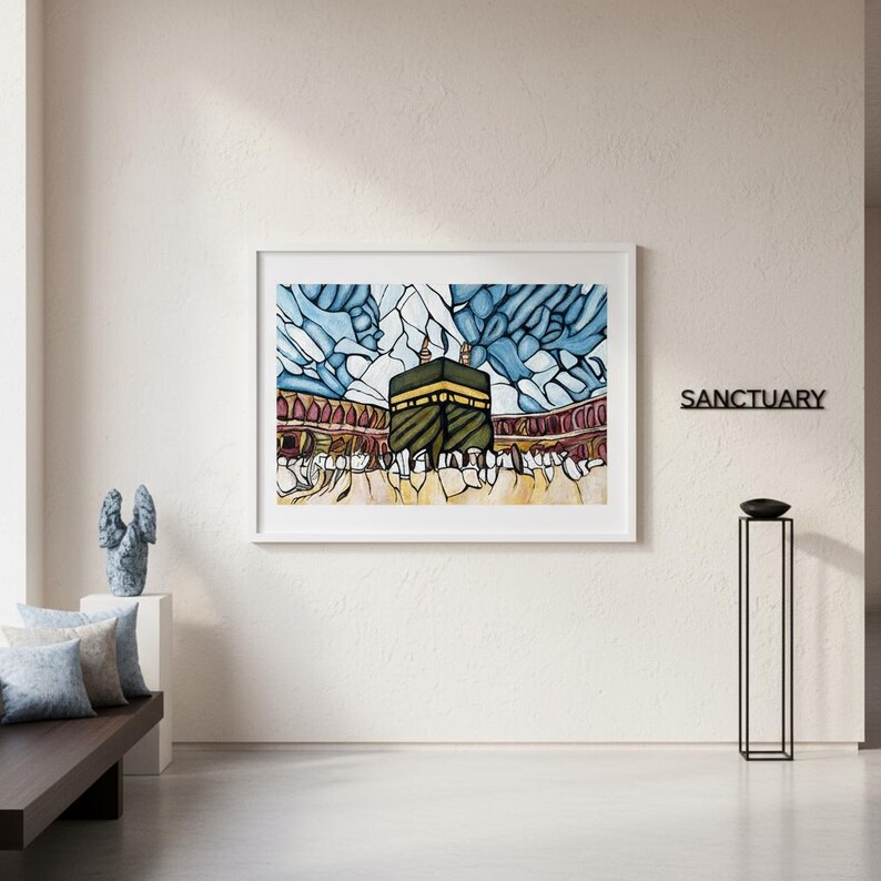 Holy Kaaba Abstract Stained Glass Effect Art Print | Islamic Wall Decor ...