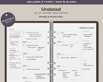 Undated Weekly Planner Printable/ Simple Weekly Organizer PDF ...