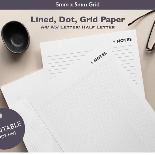 Printable Paper/ Lined Dot Grid Paper/ Lined Dotted Grid | Etsy