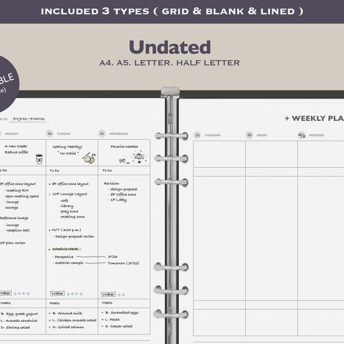 Undated Weekly Planner Printable/ Simple Weekly Organizer PDF/ - Etsy