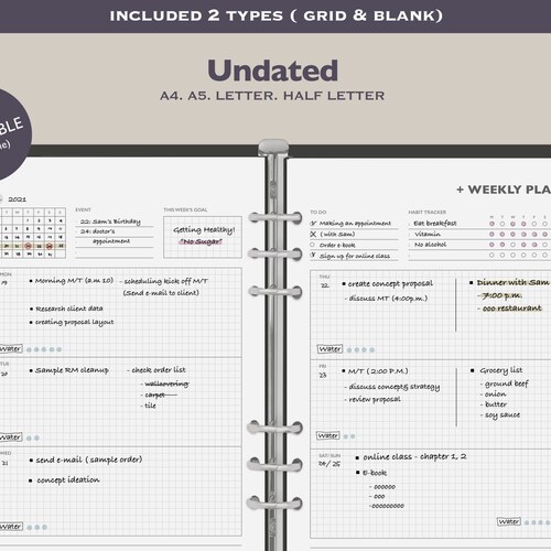 Undated Weekly Planner Printable/ Simple Weekly Organizer PDF/ - Etsy