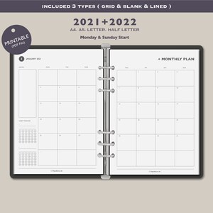 2021-2022 Monthly Planner Printable/ Monthly Calendar/ Simple Monthly ...
