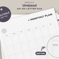 Undated Monthly Planner Printable/ Simple Organizer PDF/ Productivity ...