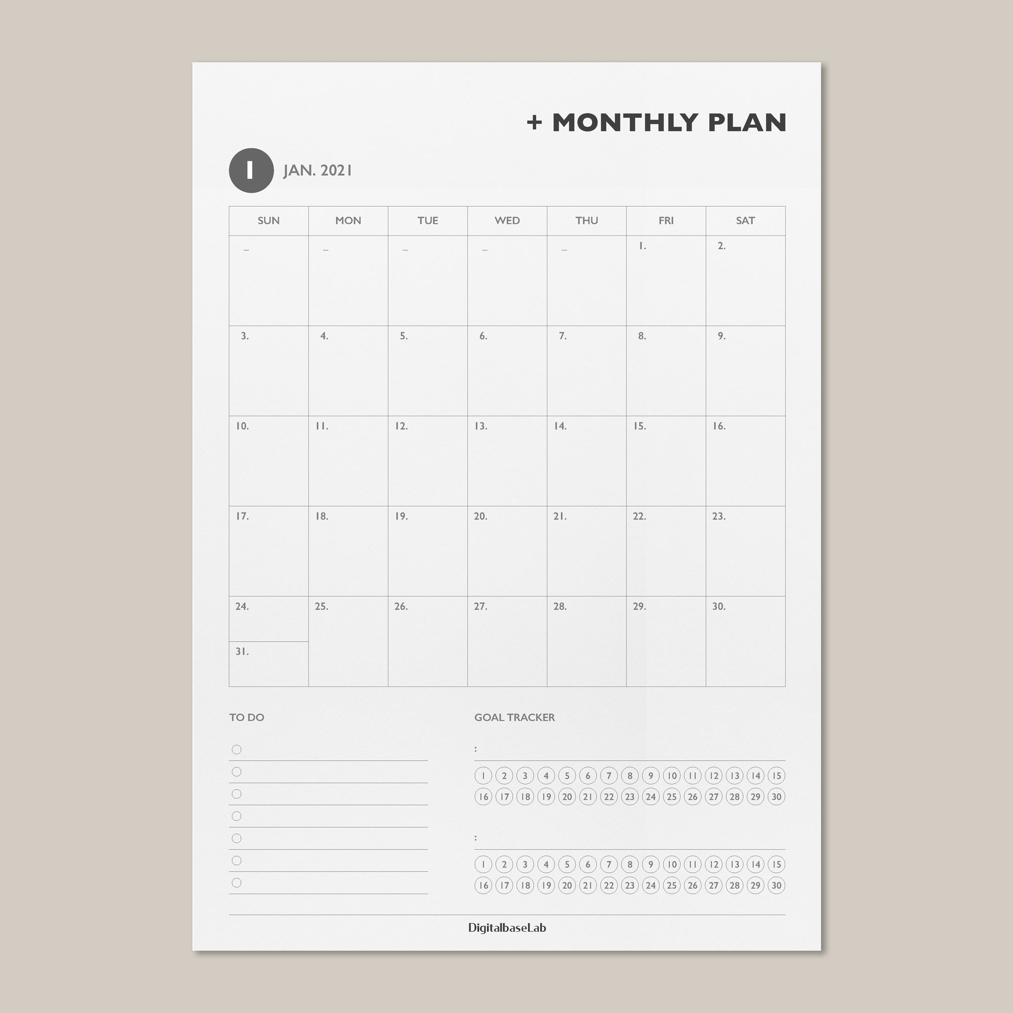 2021 Monthly Planner Printable/ Month on 1 Page/ Planner Inserts ...