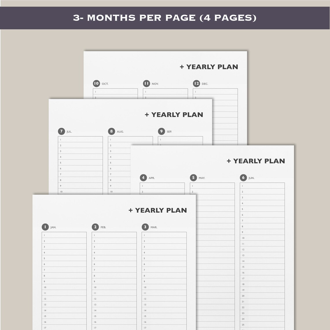 Printable Planner/year at a Glance Printable/yearly Planner Printable ...