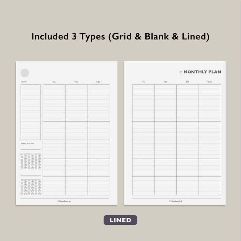 Undated Monthly Planner Printable/ Simple Organizer PDF/ - Etsy